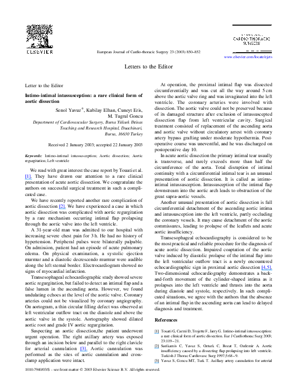 (PDF) Intimo-intimal intussusception: a rare clinical form of aortic ...