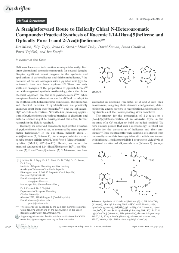(PDF) A Straightforward Route to Helically Chiral N-Heteroaromatic ...