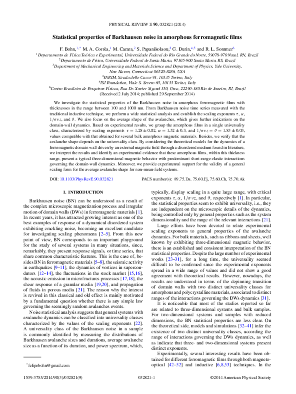 (PDF) Statistical properties of Barkhausen noise in soft magnetic ...