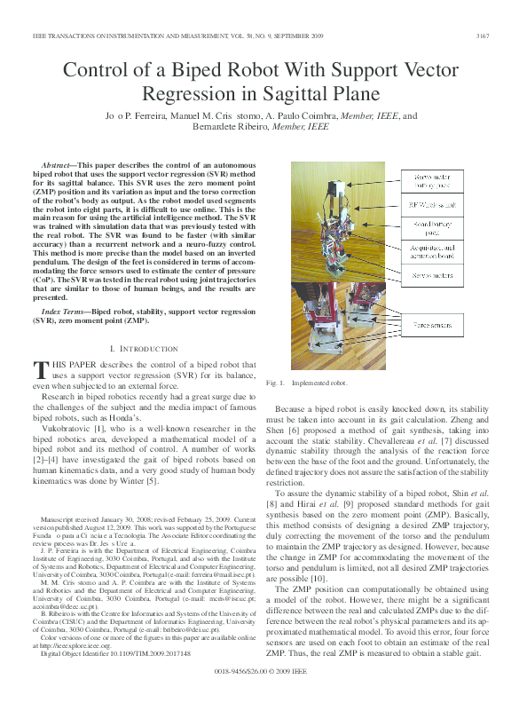 Pdf Control Of A Biped Robot With Support Vector Regression In