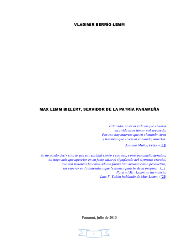 (PDF) MAX LEMM BIELERT, SERVIDOR DE LA PATRIA PANAMEÑA