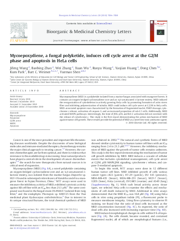 (PDF) Mycoepoxydiene, a fungal polyketide, induces cell cycle arrest at ...