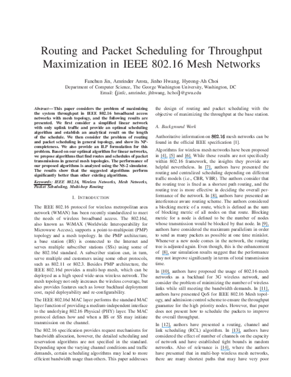(PDF) Routing and packet scheduling in WiMAX mesh networks
