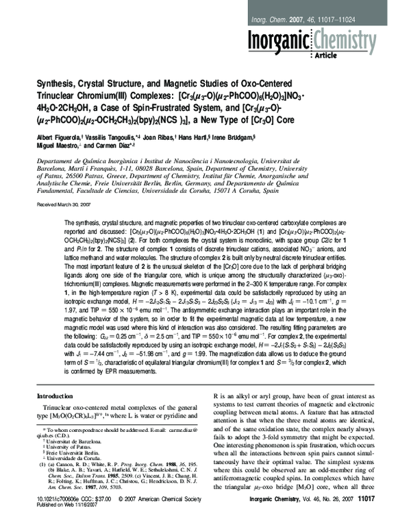 (PDF) Synthesis, Crystal Structure, and Magnetic Studies of One-Dimensional Cyano-Bridged Ln 3 ...