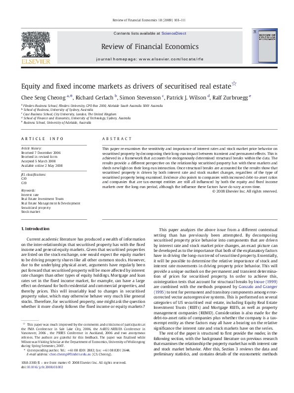 (PDF) Equity and fixed income markets as drivers of securitised real estate