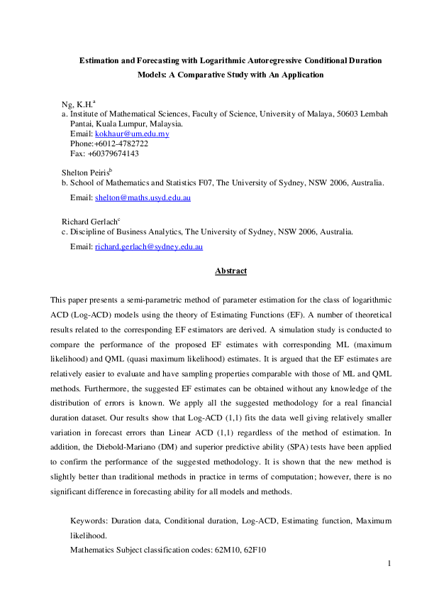 Pdf Estimation And Forecasting With Logarithmic Autoregressive