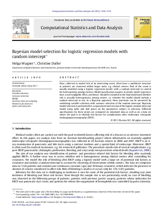 Pdf Bayesian Variable Selection In Logistic Regression