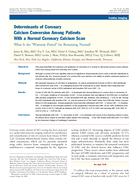 (PDF) Determinants of Coronary Calcium Conversion Among Patients With a ...