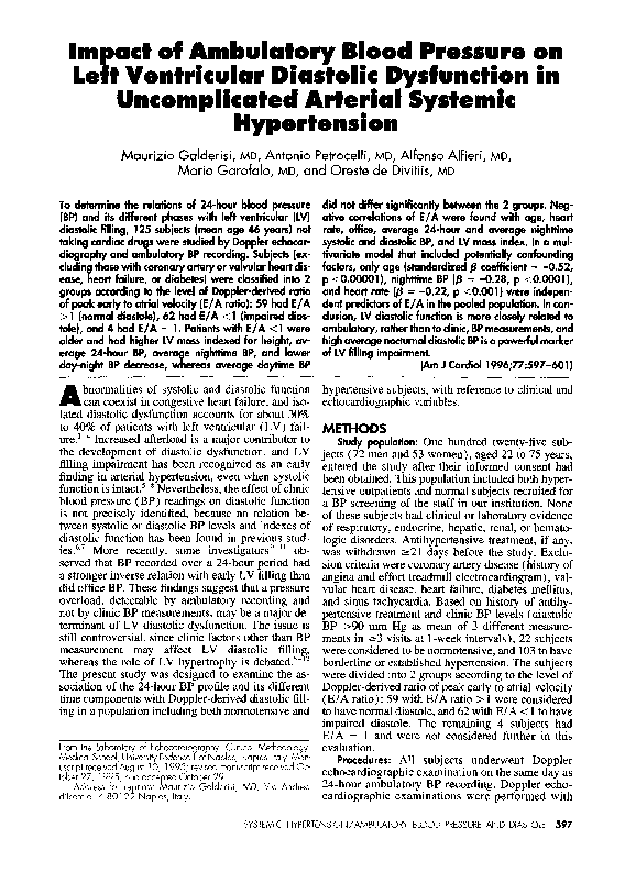 (PDF) Impact of ambulatory blood pressure on left ventricular diastolic ...