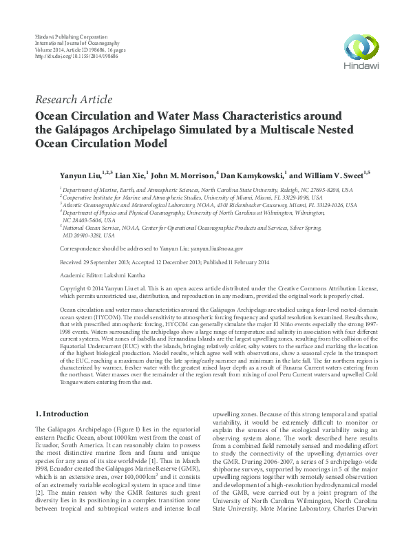 (PDF) Ocean Circulation and Water Mass Characteristics around the ...