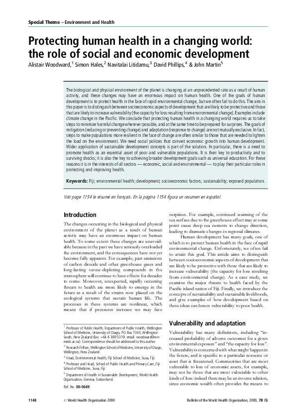 (PDF) Social and Economic Development for Health