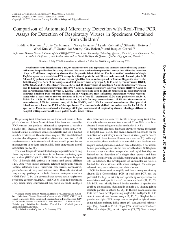 Pdf Comparison Of Automated Microarray Detection With Real Time Pcr