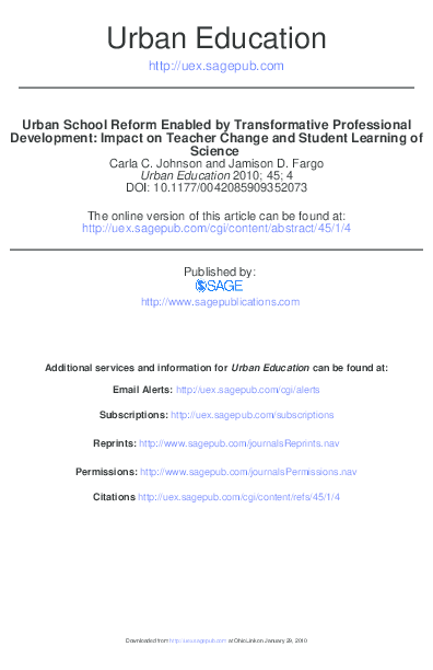 (PDF) Urban School Reform Enabled by Transformative Professional Development: Impact on Teacher ...