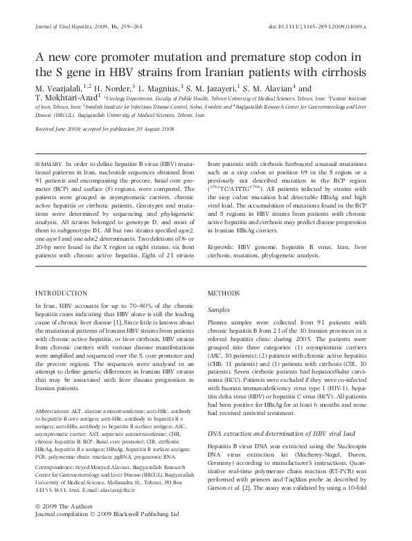 (PDF) A new core promoter mutation and premature stop codon in the S ...