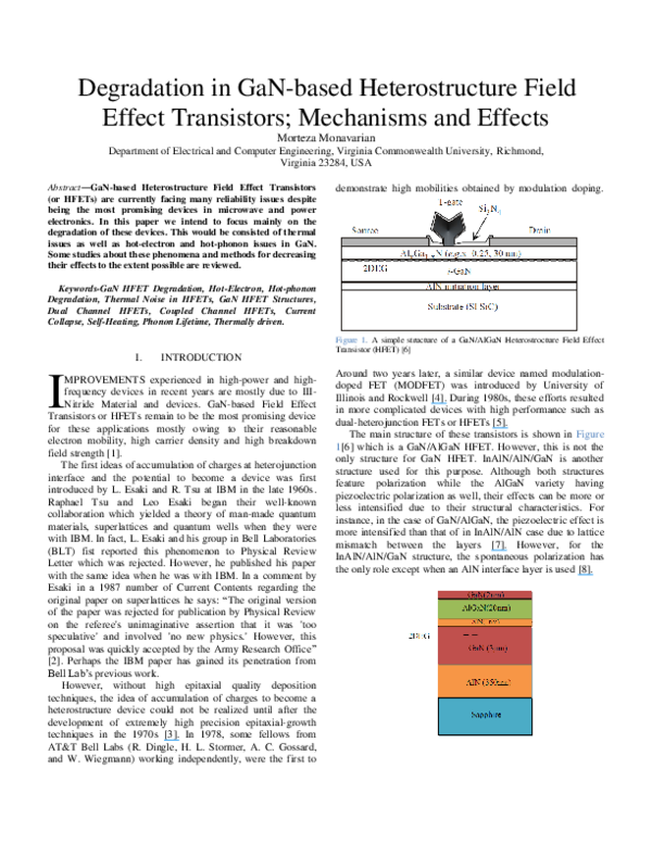 (PDF) Degradation in GaN-based Heterostructure Field Effect Transistors; Mechanisms and Effects