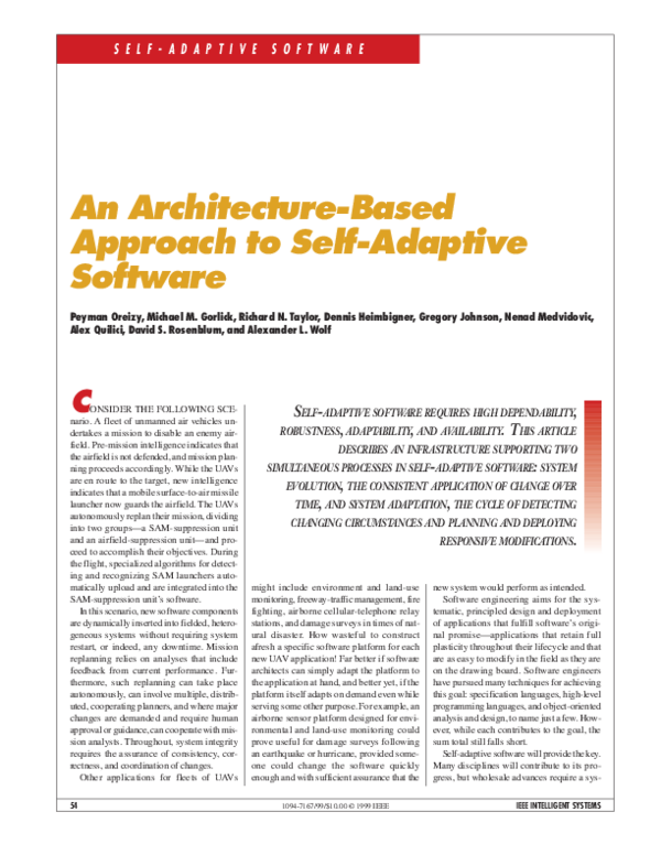 (PDF) AnArchitecture-Based Approach to Self-Adaptive Software