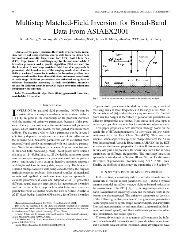 (PDF) Multistep Matched-Field Inversion for Broad-Band Data From ASIAEX2001