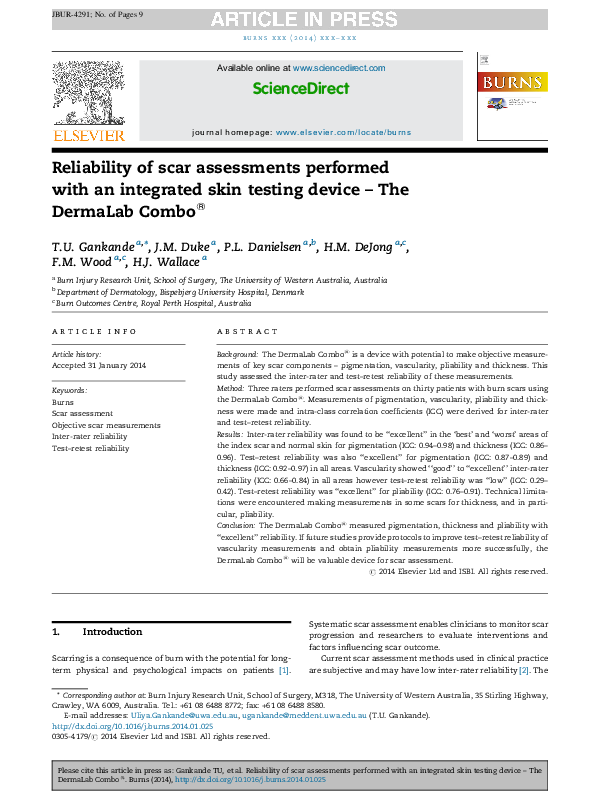 (PDF) Reliability of scar assessments performed with an integrated skin ...
