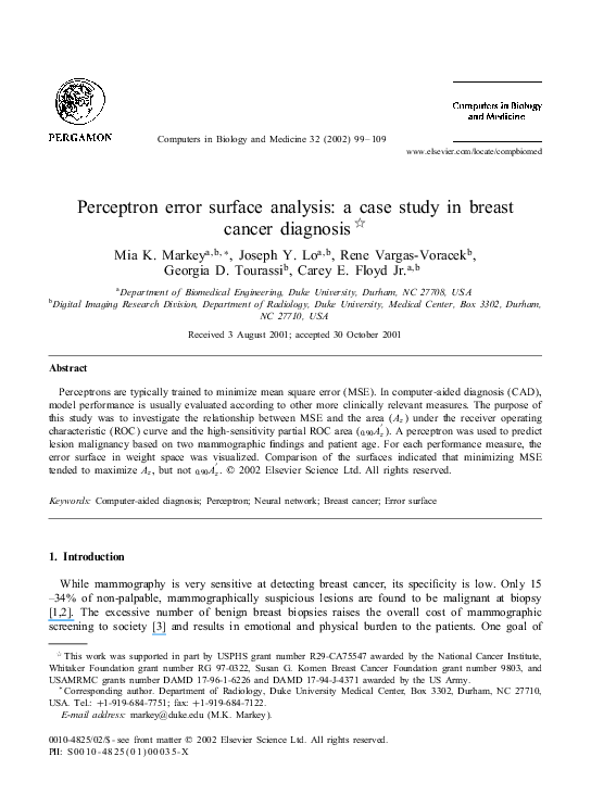 (PDF) Perceptron error surface analysis: a case study in breast cancer ...
