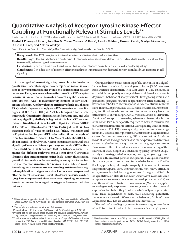 (PDF) Quantitative Analysis of Receptor Tyrosine Kinase-Effector ...