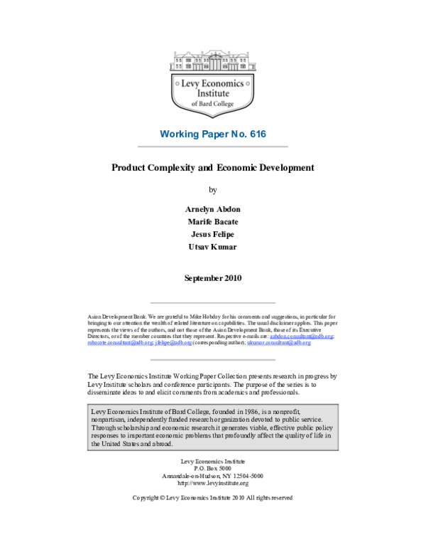 (PDF) Product complexity and economic development