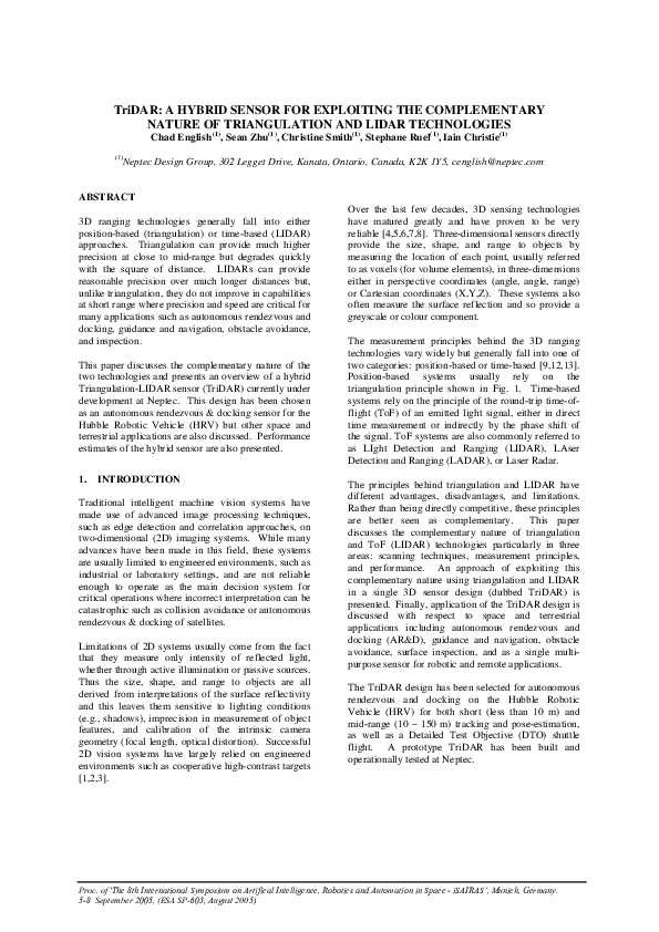 (PDF) Tridar: A Hybrid Sensor for Exploiting the Complimentary Nature ...