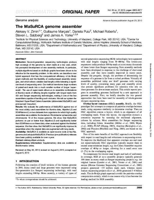 (PDF) The MaSuRCA genome assembler