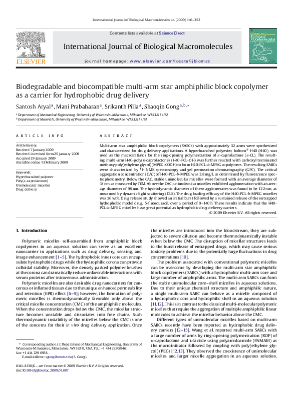 (PDF) Biodegradable and biocompatible multi-arm star amphiphilic block ...