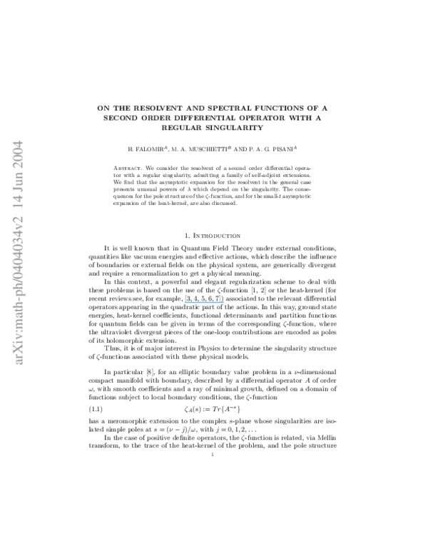 Pdf On The Resolvent And Spectral Functions Of A Second Order Differential Operator With A