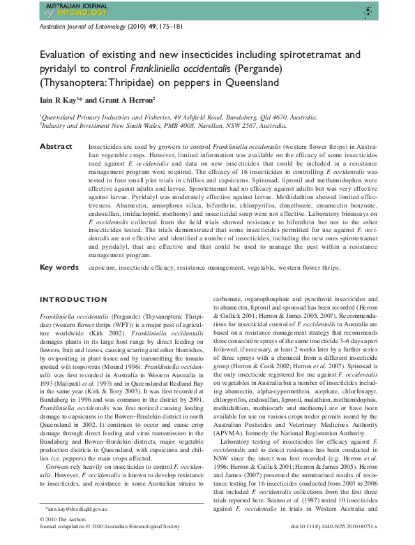 (PDF) Evaluation of existing and new insecticides including ...