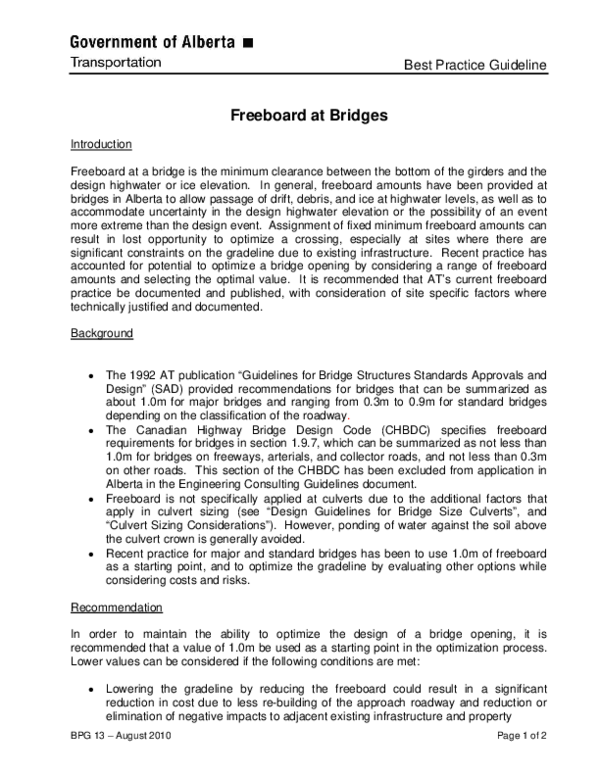 (PDF) Best Practice Guideline Freeboard at Bridges