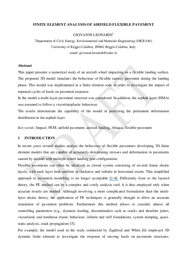 Pdf Finite Element Analysis Of Airfield Flexible Pavement