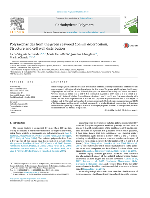 (PDF) Polysaccharides from the green seaweed Codium decorticatum ...