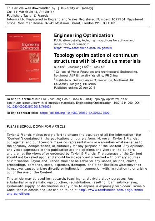 Pdf Topology Optimization Of Continuum Structures With Bi Modulus