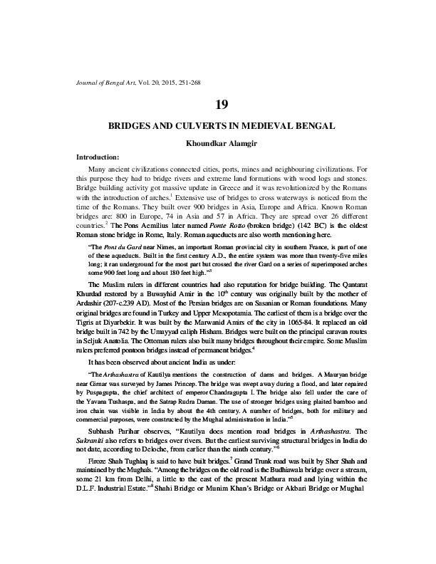 (PDF) BRIDGES AND CULVERTS IN MEDIEVAL BENGAL