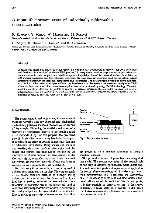 (PDF) A monolithic sensor array of individually addressable microelectrodes