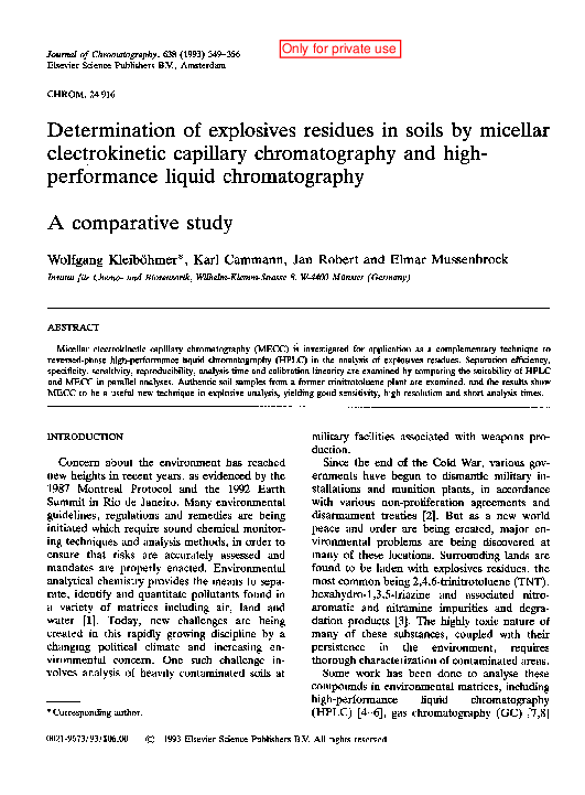 (PDF) Determination of explosives residues in soils by micellar ...