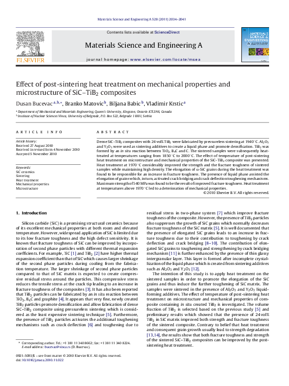 (PDF) Effect of post-sintering heat treatment on mechanical properties and microstructure of SiC ...