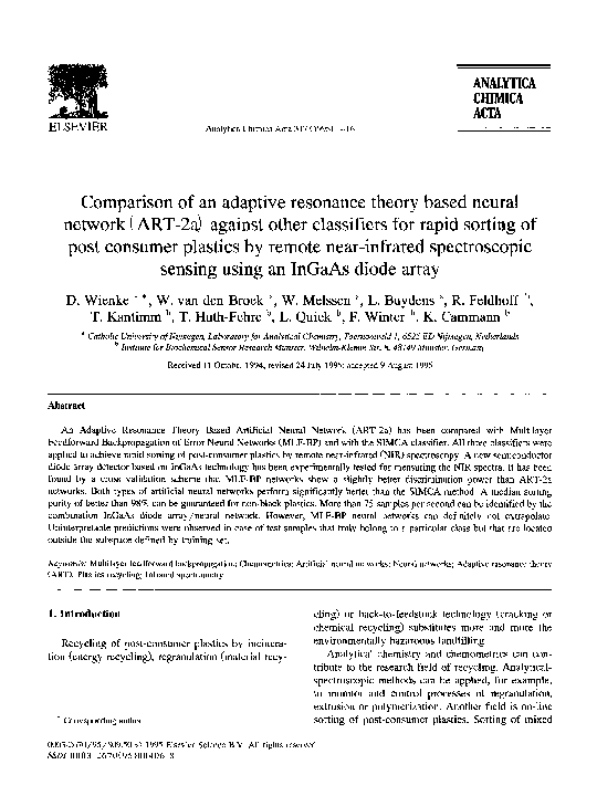 (PDF) Comparison of an adaptive resonance theory based neural network (ART-2a) against other ...