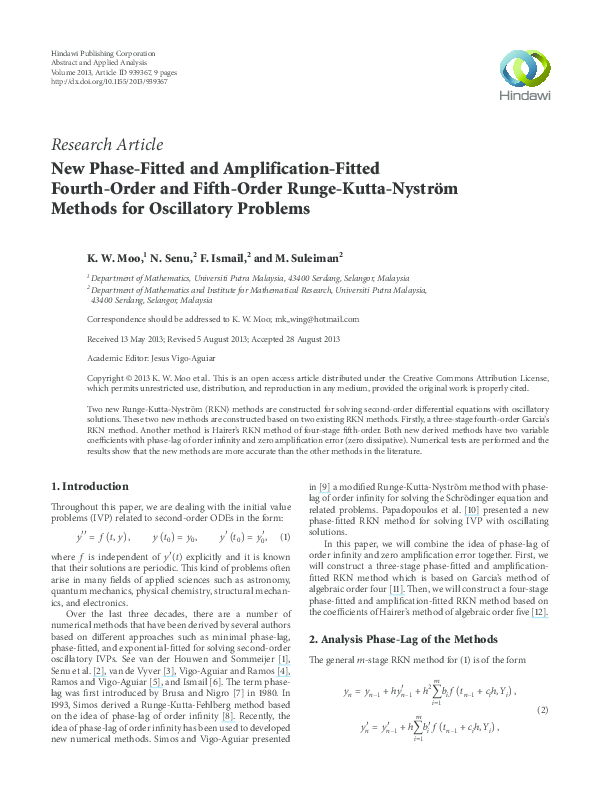 (PDF) New Phase-Fitted and Amplification-Fitted Fourth-Order and Fifth-Order Runge-Kutta-Nyström ...