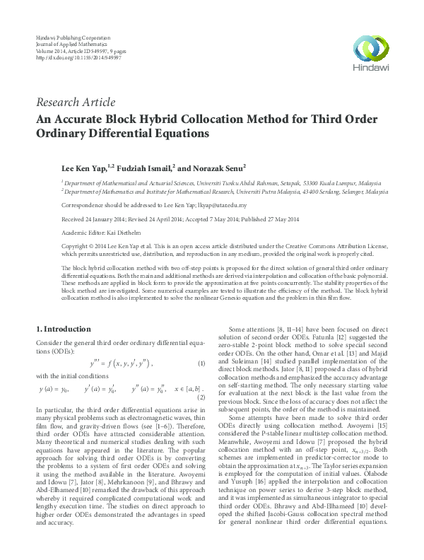Pdf An Accurate Block Hybrid Collocation Method For Third Order