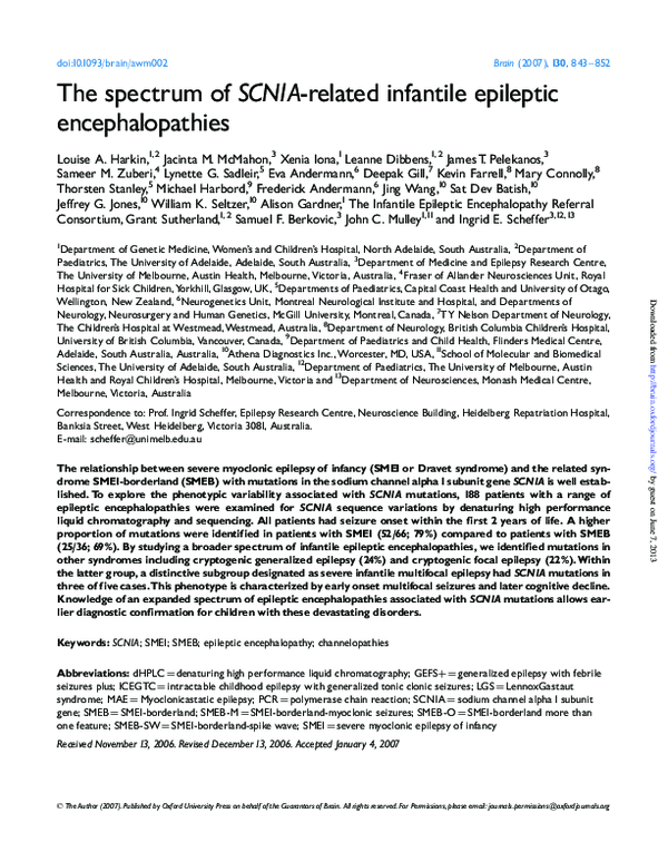 (PDF) The spectrum of SCN1A-related infantile epileptic encephalopathies