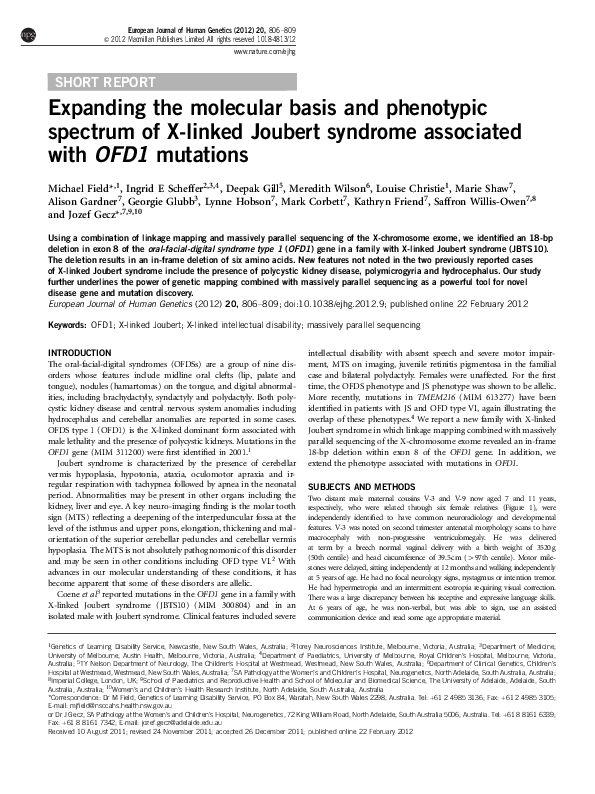 (PDF) Expanding the molecular basis and phenotypic spectrum of X-linked ...