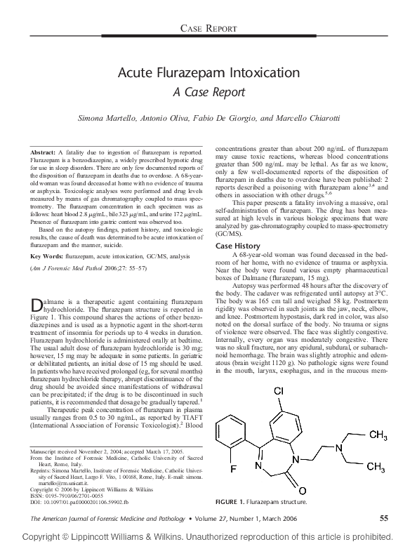(PDF) Acute Flurazepam Intoxication