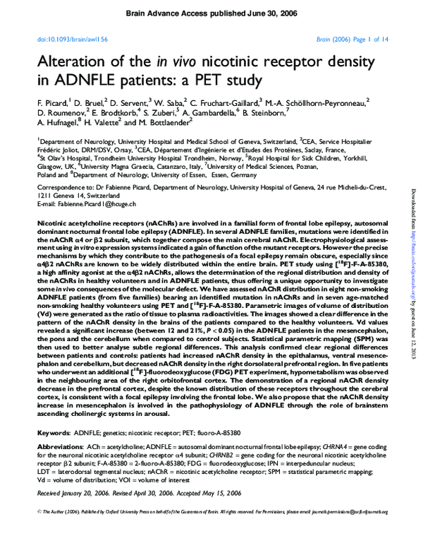 (PDF) Alteration of the in vivo nicotinic receptor density in ADNFLE ...