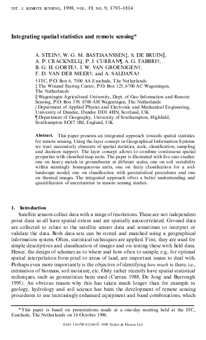 (PDF) Integrating spatial statistics and remote sensing