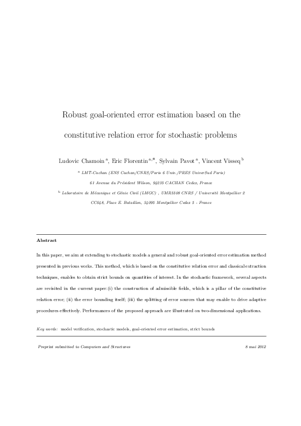 Pdf Robust Goal Oriented Error Estimation Based On The Constitutive Relation Error For