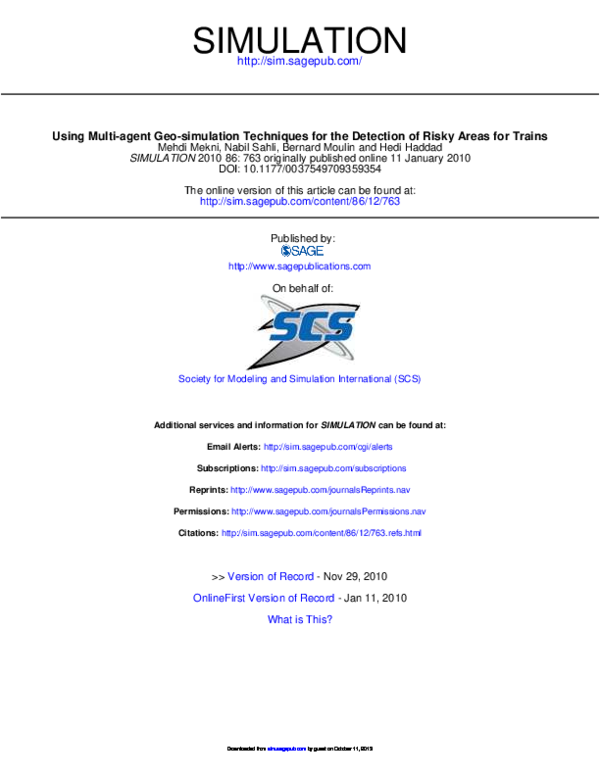 Pdf Using Multi Agent Geo Simulation Techniques For The Detection Of