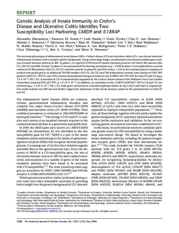 (PDF) Identifying CARD9 and IL18RAP in IBD Genetics