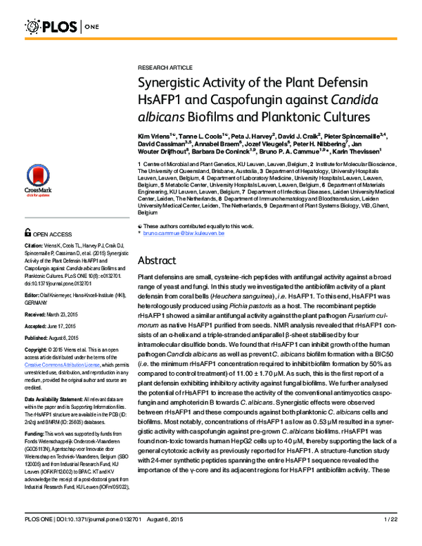 (PDF) Synergistic Activity of the Plant Defensin HsAFP1 and Caspofungin against Candida albicans ...
